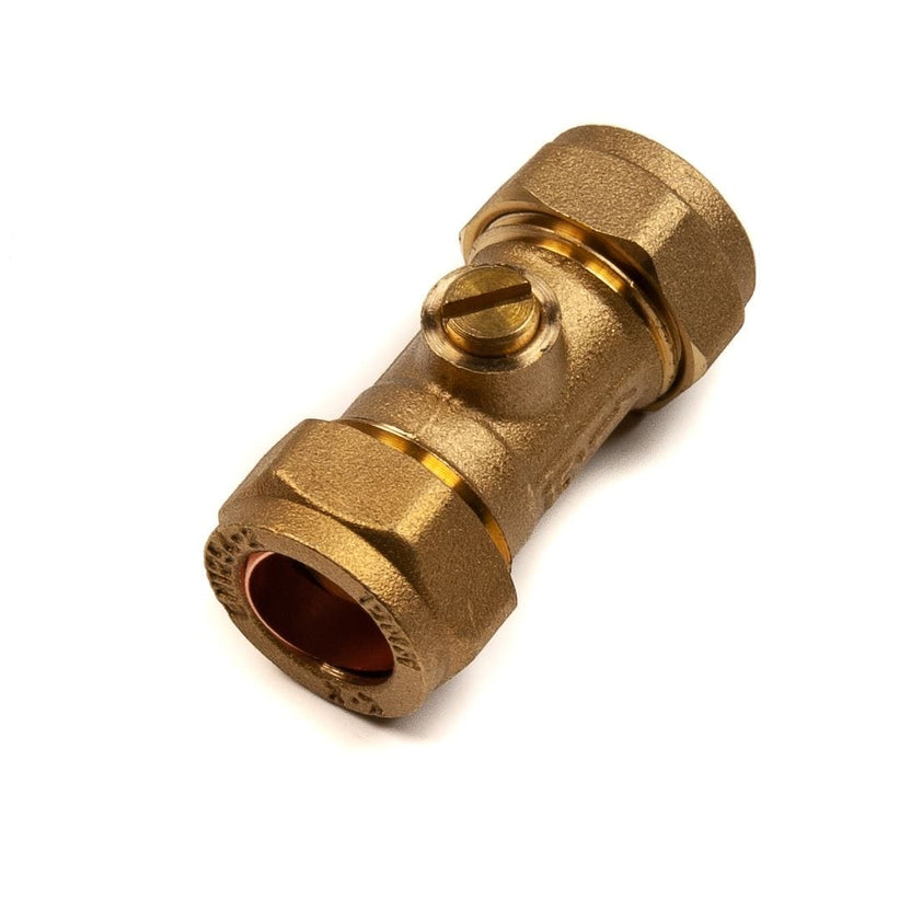 15mm Isolating Valve Compression Brass - Plumbing Pipe Fittings Joints ...