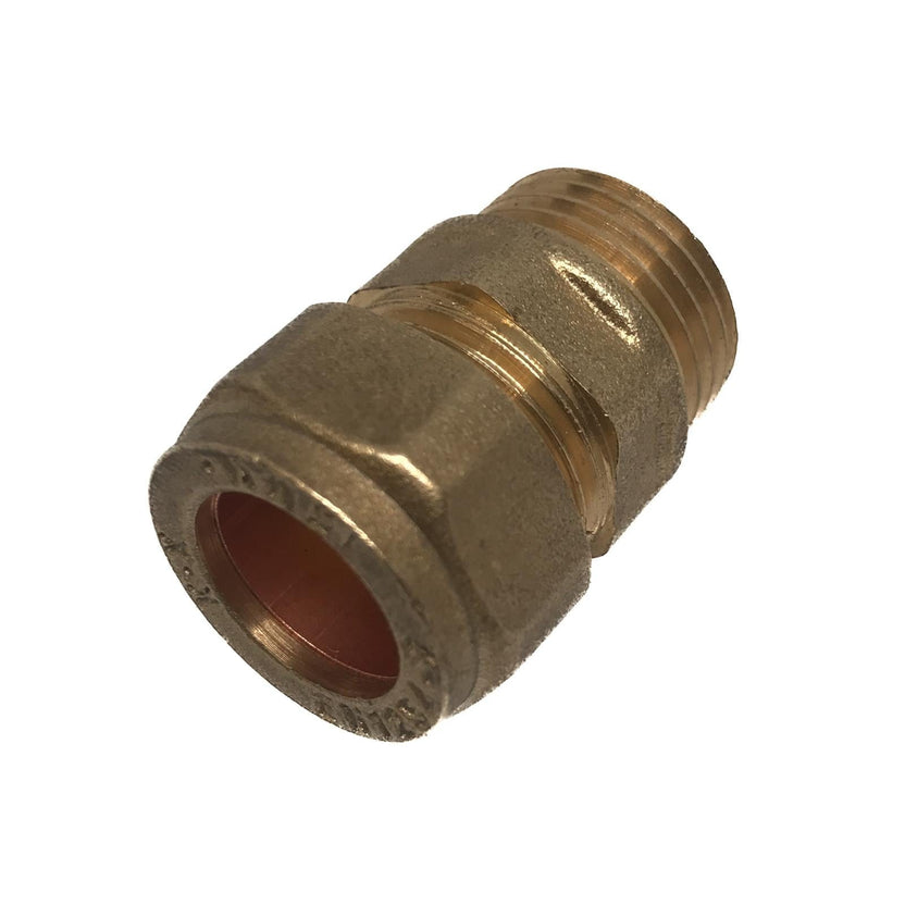 15mm x 1/2" BSP Adaptor Male Straight Compression Coupling Brass CxMI ...