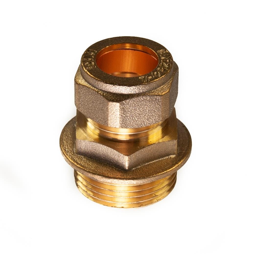 15mm x 3/4" BSP Adaptor Male Straight Compression Coupling Brass CxMI ...